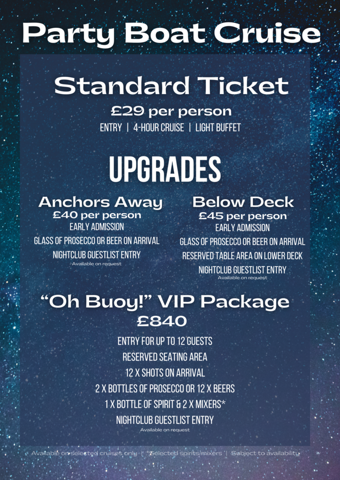 Party Boat Cruise - Ticket Upgrades
